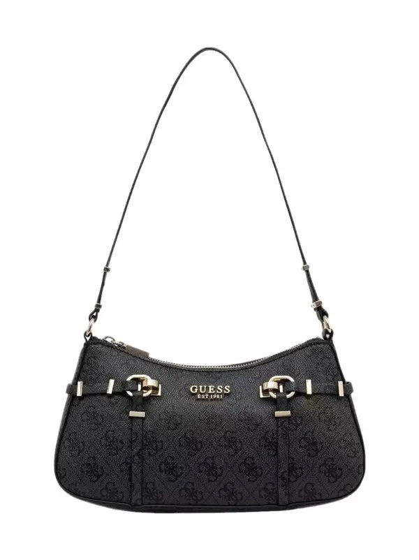 Guess Leona Monogram Shoulder Bag - Black