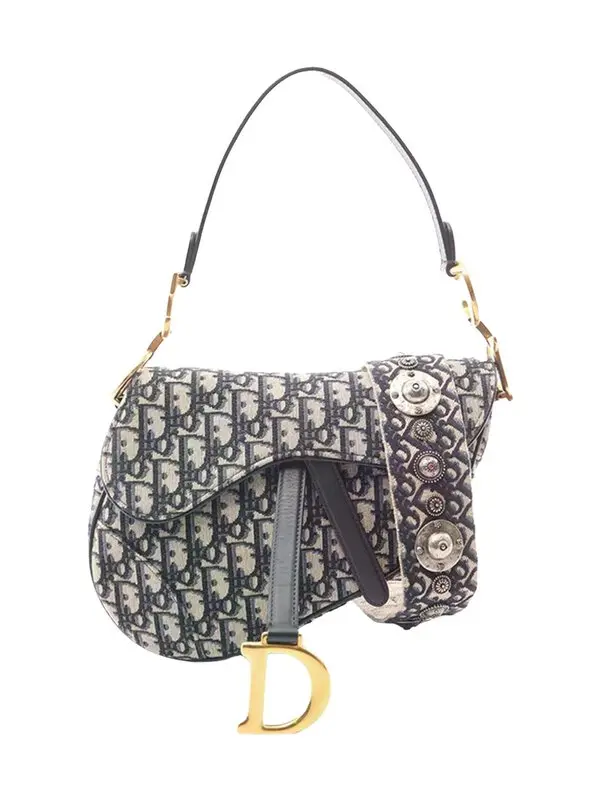 Dior Oblique Canvas Saddle Bag - Blue