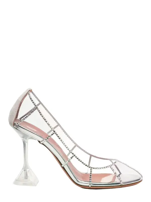 Amina Muaddi Kitty Crystal-embellished Pumps - Silver
