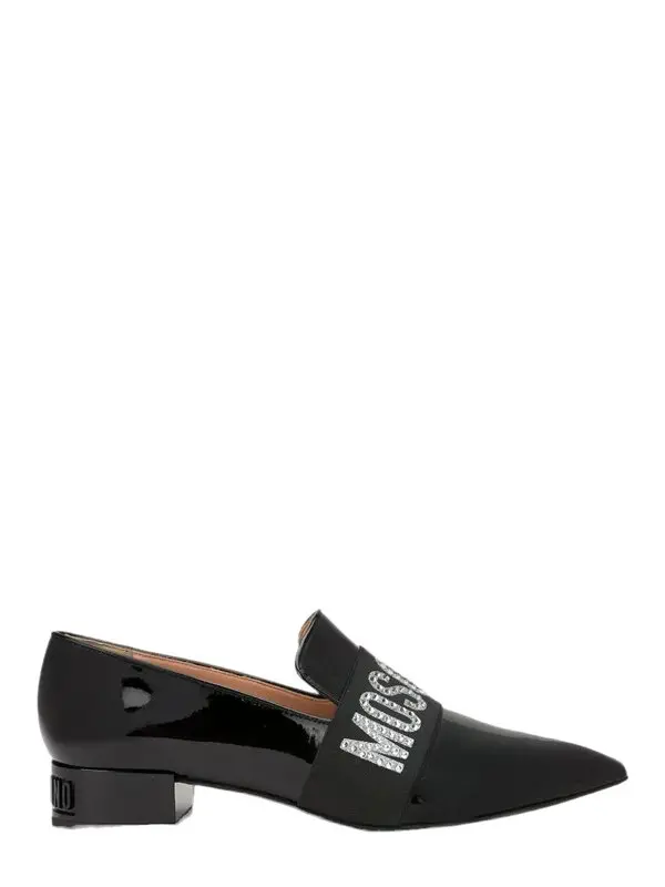Moschino Crystal-embellished Logo Plaque Pumps - Black