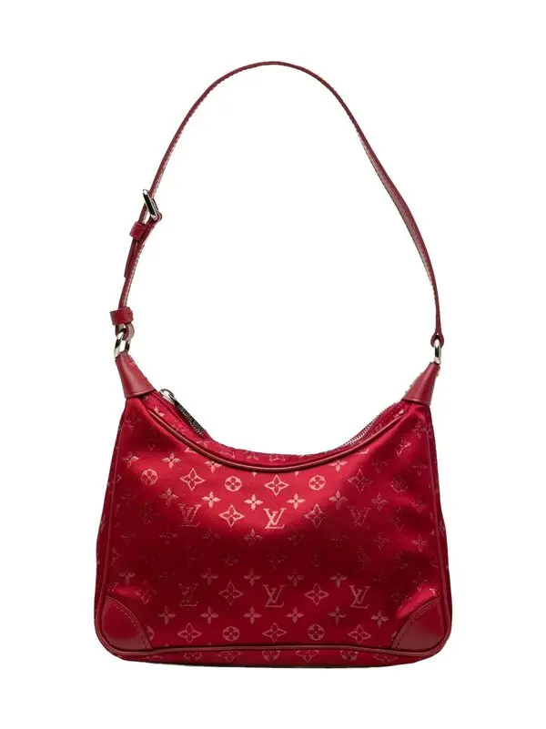 LOUIS VUITTON Monogram Satin Mini Boulogne Shoulder Bag - Red