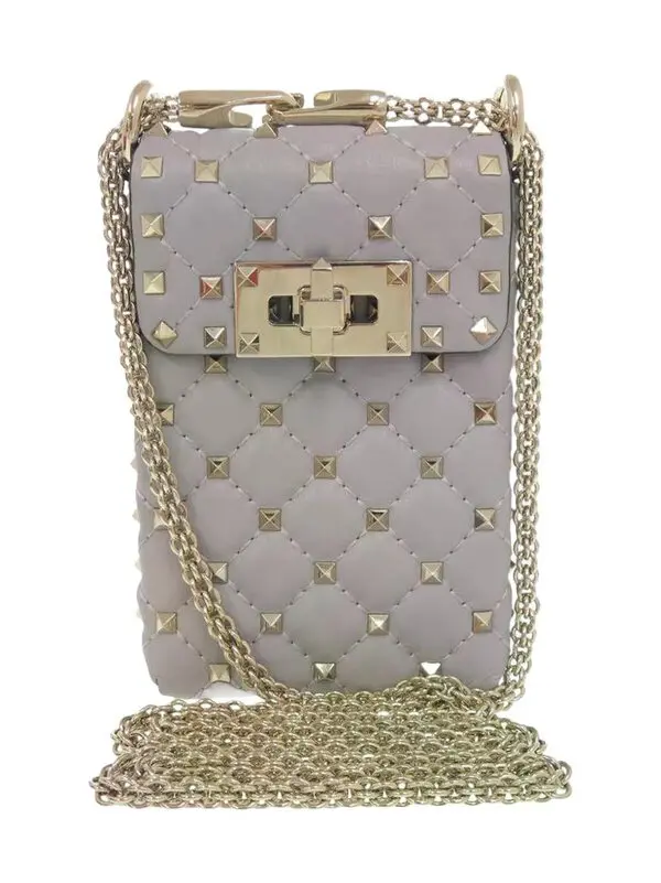 Valentino Garavani Rockstud Spike Phone Case Crossbody Bag - Grey