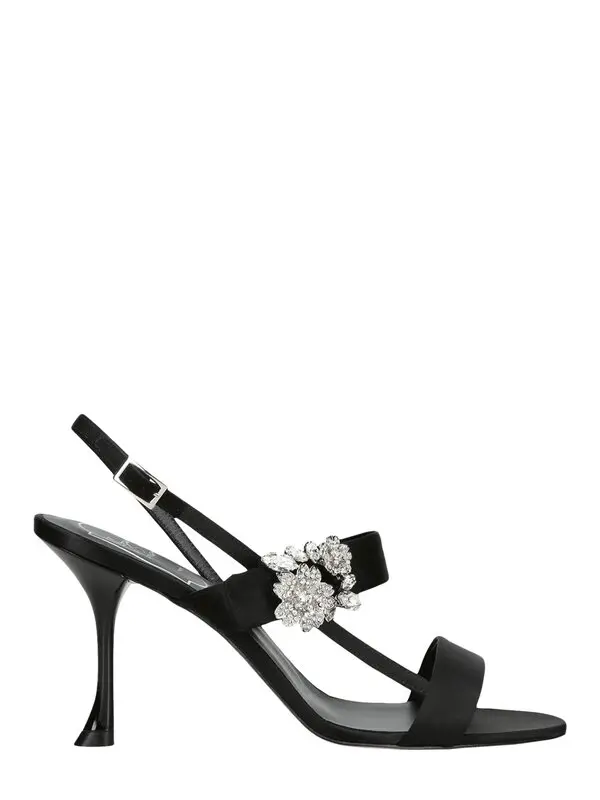 ROGER VIVIER Embellished Belle Vivier Slingback Sandals - Black