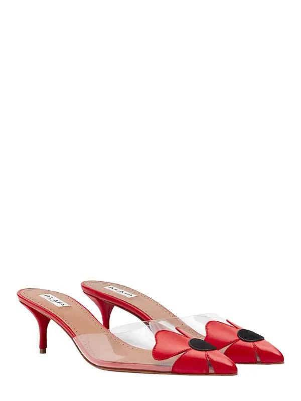 Alaïa Bloom Floral Appliqué Suede Pumps - Red