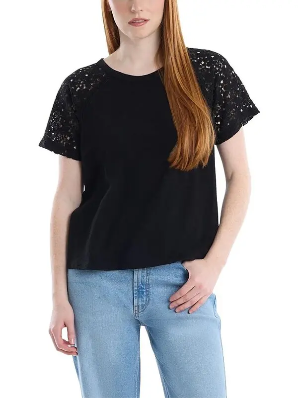 Wilt Lace Raglan Sleeve Tee - Black