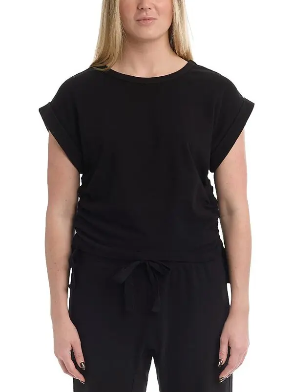 Wilt Round Neck Top With Adjustable Side Drawstrings - Black