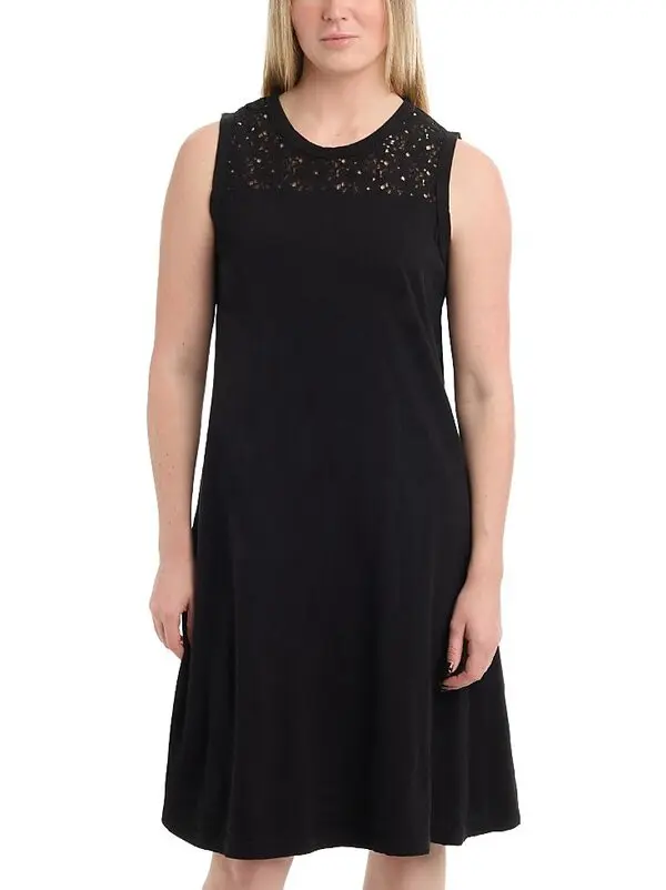 Wilt Sleeveless Lace Yoke Dress - Black