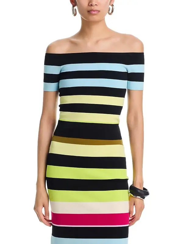 Christopher John Rogers Off-the-shoulder Striped Bodycon Top - Haze Multi
