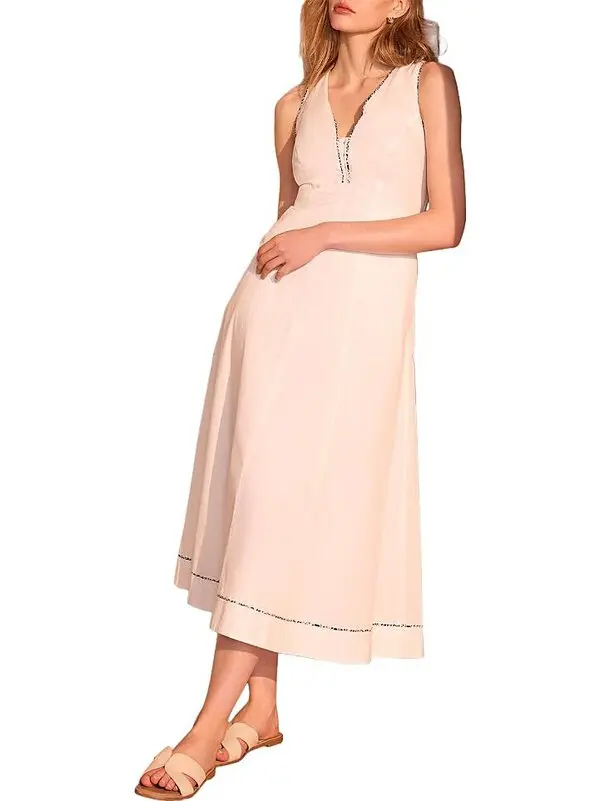 Mint Velvet Sleeveless V-neck Maxi Dress With Tie Detail - Ivory