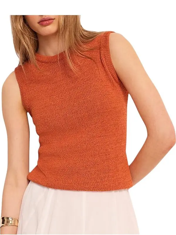Mint Velvet Cotton Blend Knit Top - Orange