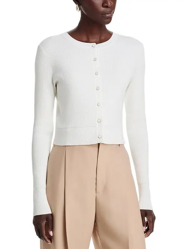 TOCCIN Zoe Cropped Fitted Cardigan - Optic