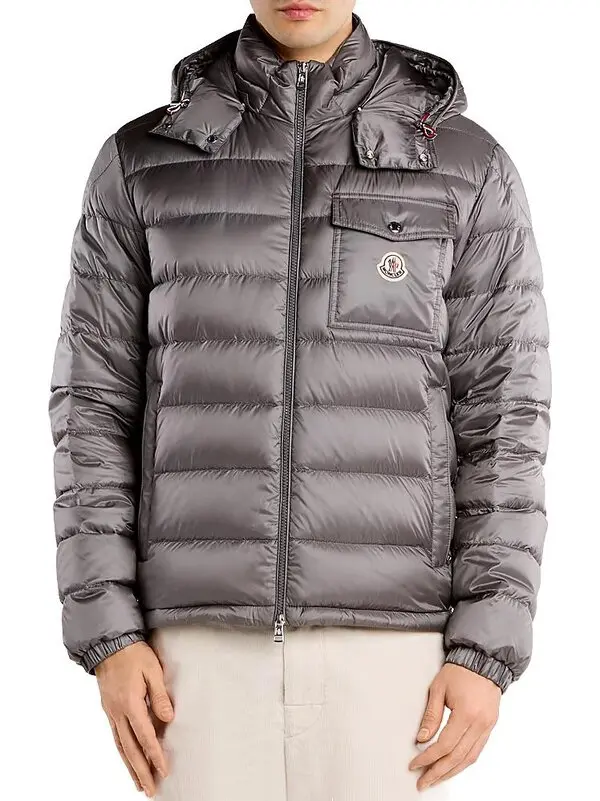 Moncler Verith Hooded Short Down Jacket - Grey
