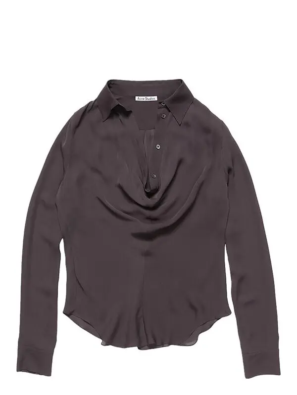 Acne Studios Collared Silk Blouse - Graphite Grey