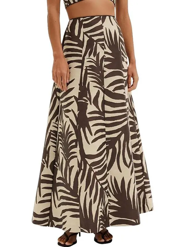 MALINA Meline Jacquard Midi Skirt - Burnt Leaf