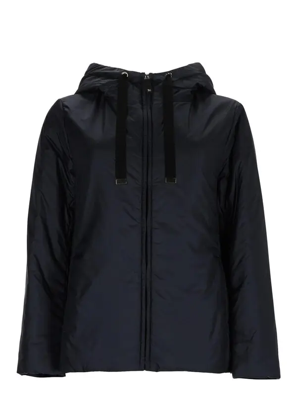 Max Mara Hooded Jacket In Water-repellent Canvas - Blue