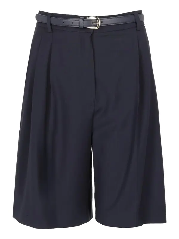 Max Mara Bermuda Wool Flannel Trousers - Blue