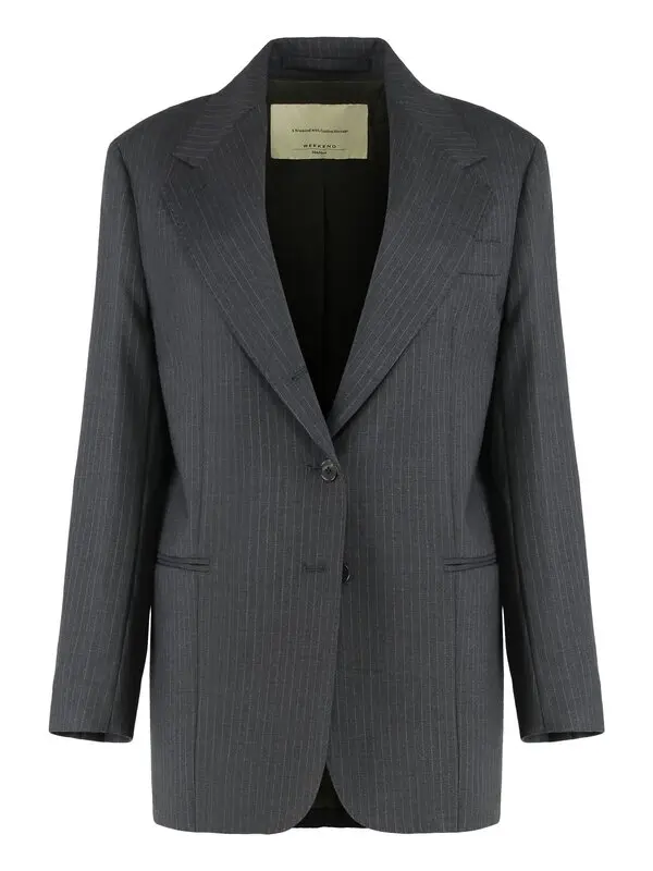 Max Mara Pinstripe Wool Blazer - Grey