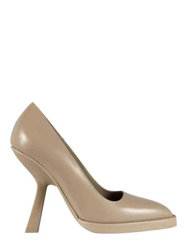 FERRAGAMO Pointed Toe Sculptural Heel Pumps - Beige