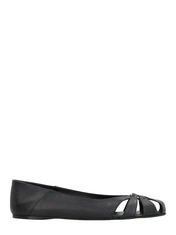 FERRAGAMO Round Toe Slip-on Flat Shoes - Black