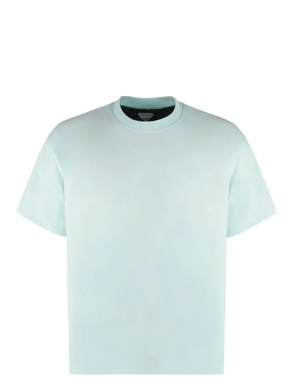 Bottega Veneta Cotton Ribbed Collar T-shirt For - Light Blue