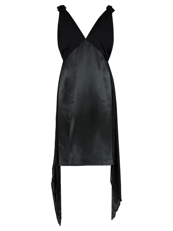 Bottega Veneta Fluid Silk Midi Dress With Knot Detail - Black