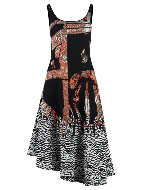 Bottega Veneta Viscose Jacquard Dress With Open Back - Multicolor