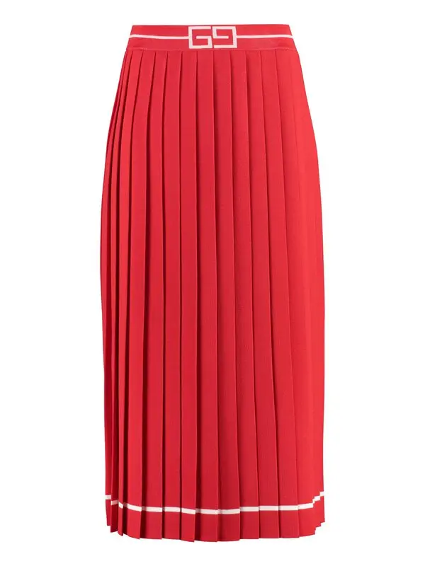 Gucci Pleated Wool Skirt - Red