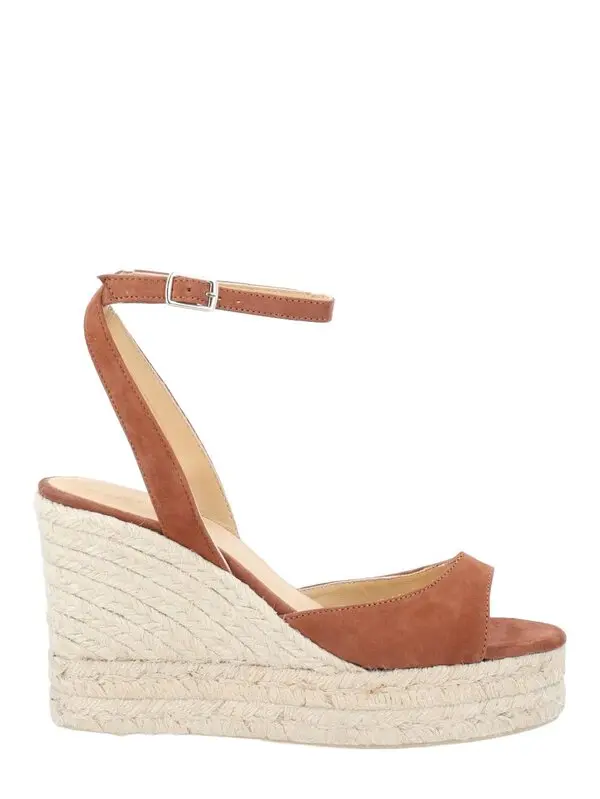 CastaÑer Espadrille Wedge Sandals With Buckled Ankle Strap - Brown