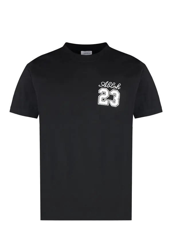 Off-White Cotton T-shirt With Logo 23 Embroidery - Black
