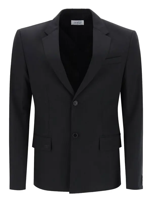 Off-White Single-breasted Wool Blazer - Black