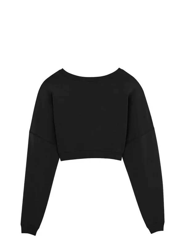 Saint Laurent Cotton Crewneck Cropped Sweatshirt - Black
