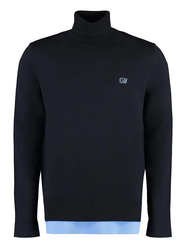 Off-White Wool Turtleneck Sweater - Blue