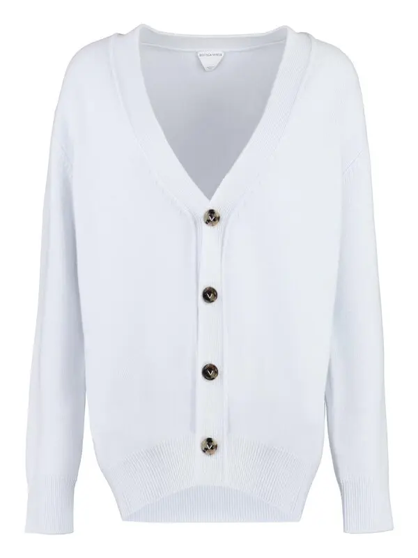 Bottega Veneta Cashmere Cardigan With Contrasting Elbow Patches - Light Blue