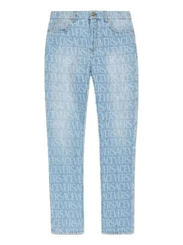 Versace All-over Logo Jeans - Denim