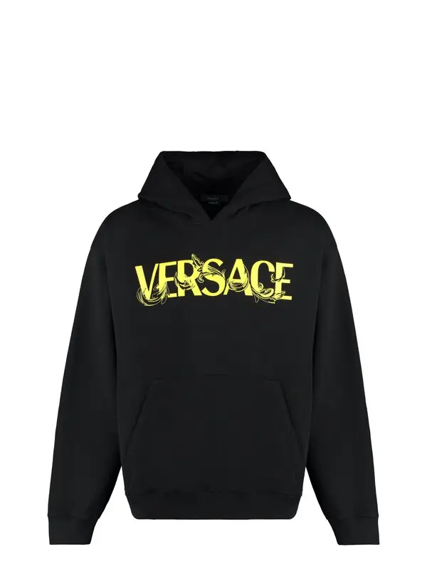 Versace Logo Print Hoodie - Black