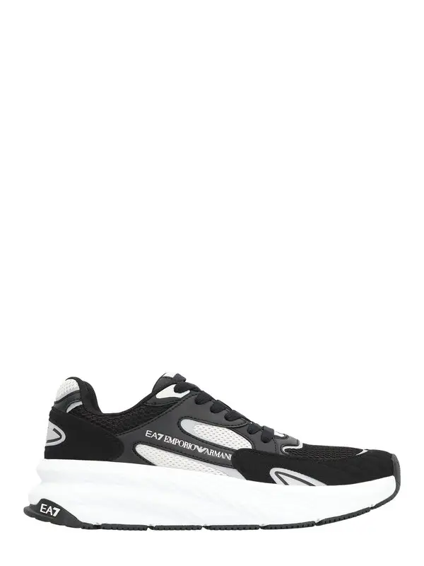 EA7 Mesh Round Toe Sneakers - Black