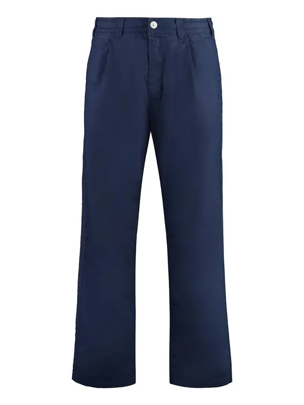 Stone Island Marina Pleated Cotton Trousers - Blue