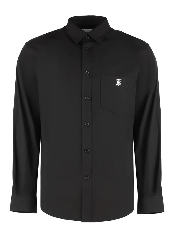 Burberry Stretch Cotton Shirt - Black