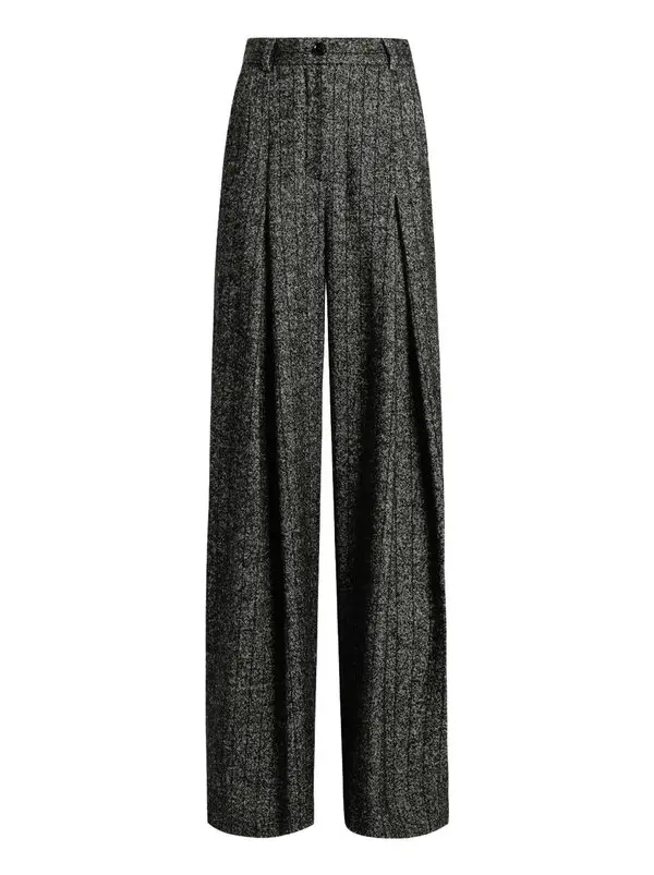 Dolce & Gabbana Pleated Tweed Wide Leg Trousers - Grey