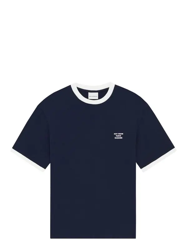 Drole De Monsieur Ribbed Trim Short Sleeve Tee Size - Blu