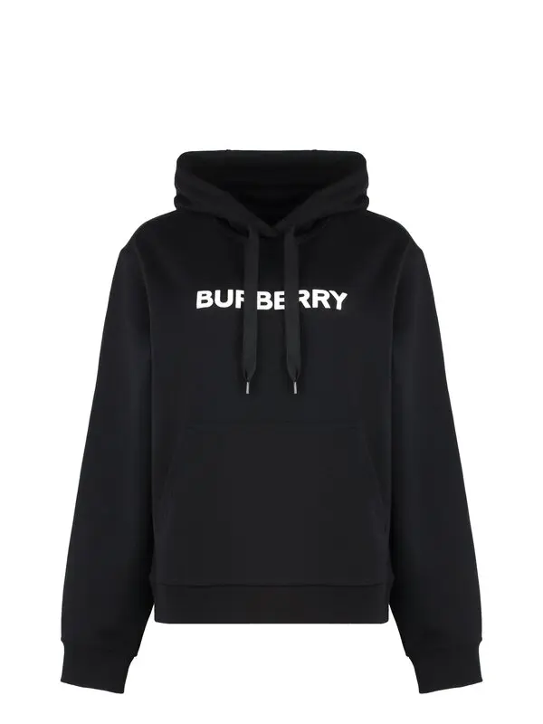 Burberry Logo Cotton Hoodie - Black