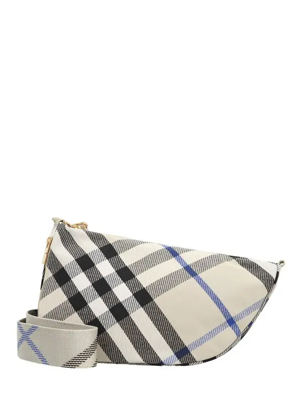 Burberry Small Shield Checked Messenger Bag - Sand