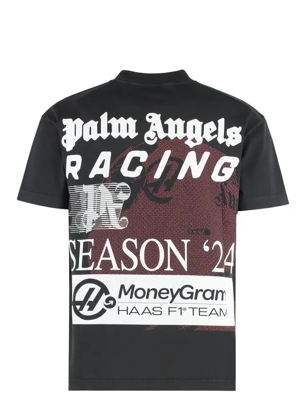 Palm Angels Racing Graphic-print Cotton T-shirt - Black