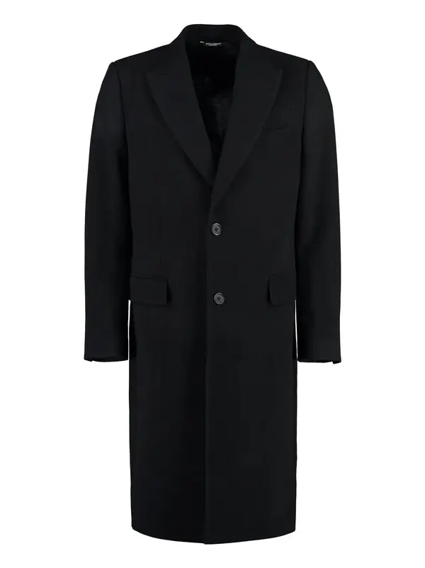 Dolce & Gabbana Single-breasted Wool Coat - Black