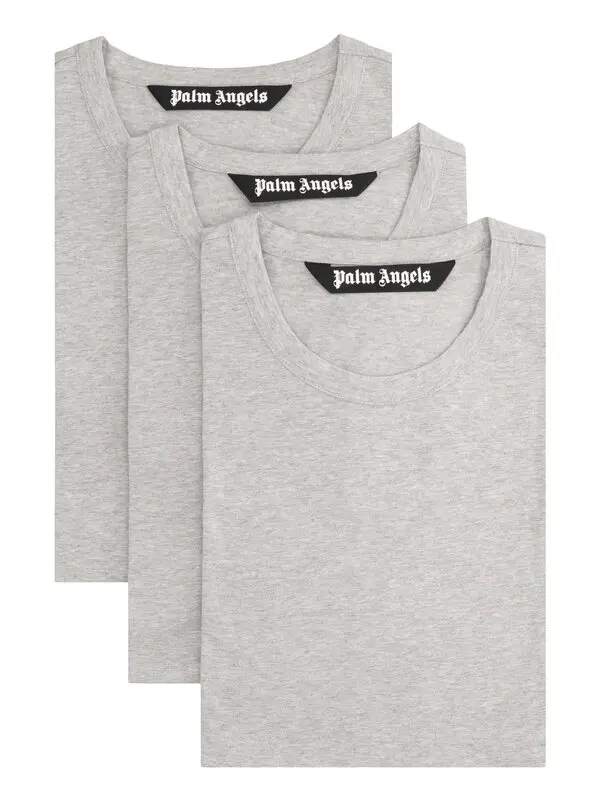 Palm Angels Set Of Three Crew Neck T-shirts In Cotton - Grey