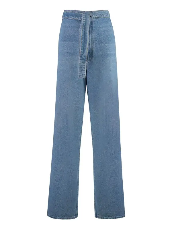 MOTHER Funnel-wide Leg Jeans With Front Bow - Denim