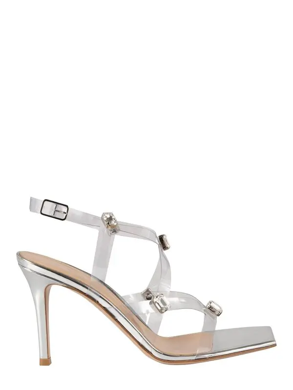 GIANVITO ROSSI Embellished Pvc Heeled Sandals - Silver