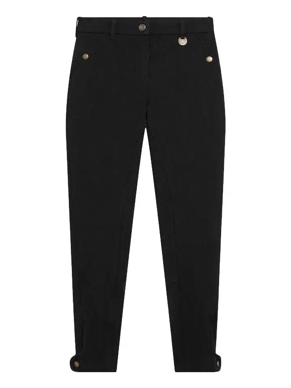 Burberry Herringbone Stretch Cotton Jodhpurs - Black