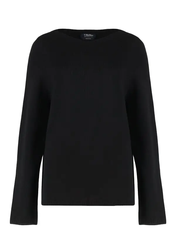 Max Mara Wool And Cashmere Round Neck Long Sleeve Sweater - Black