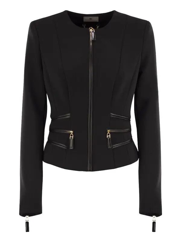 Elisabetta Franchi Zip-up Blazer With Zip Pockets - Black
